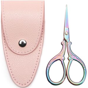 gaifongre 3.6 inch small sewing titanium scissors with cover,crochet scissors scissor,travel scissors,mini scissors in a pouch, small scissors all purpose everyday use,color titanium