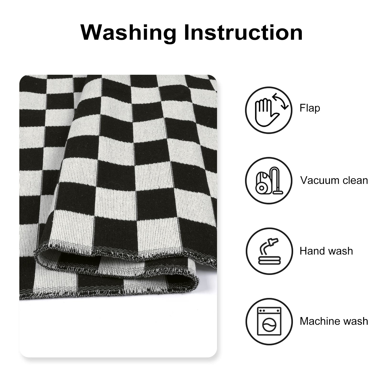 Seavish Checkered Rug, 2x3 Ft Moroccan Checkerboard Rug Black and White Outdoor Washable Rug Cotton Woven Area Rugs Reversible Floor Mat for Front Door Bedroom Entryway Kitchen Entryway