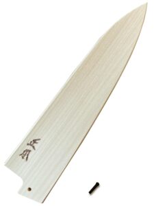 masamoto chef knife sheath 8.2" (210mm) japanese gyuto saya with pin, wooden kitchen knife protect cover, japanese natural magnolia wood, made in japan