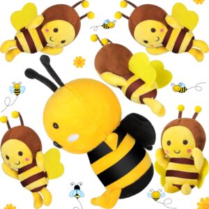 jerify 6 pieces bee plush toy bee stuffed animal, yellow bees plushie cuddly large soft bee pillow for christmas thanksgiving birthday bee themed party gift, 8 inches and 4.7 inches