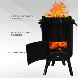 FEBTECH - Wood Fire Uzbek Kazan Oven for Making Plov Pilaf Lagman Shorpa,14-16 inch Diameter, Heavy Duty Steel Qazan Cauldron Duch Oven, Medium & Large Cauldran Capacity 8 L to 18 Ltrs…