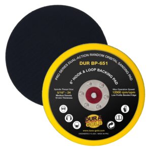 dura-gold pro series 6" hook & loop da backing plate pad - low profile edge, medium density, dual-action random orbital sanding pad, 5/16" - 24 threads - for sander polisher auto woodworking sandpaper