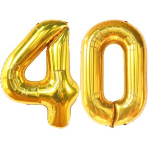 katchon, gold 40 balloon numbers - big, 40 inch | gold 40th birthday decorations for men | gold 40th balloons, 40th birthday balloons for 40th birthday | happy 40th birthday decorations for women gold