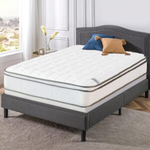 spring solution, 10-inch meduim plush eurotop pillowtop innerspring mattress & 8" wood box spring set, queen