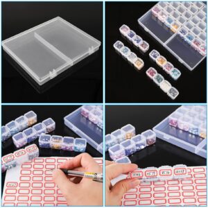 Ecurfu 56 Slots Diamond Painting Storage Containers, 56 Girds 1 Pack, Bead Storage Containers, Diamond Art Organizer Box, Diamond Painting Accessories, Embroidery Storage with Label Stickers