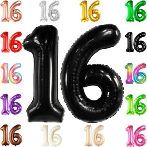 katchon, giant black 16 balloon numbers - 40 inch | 16 birthday balloons for sweet 16 birthday decorations | 16th birthday decorations for boys | sixteen balloon, 16th birthday decorations for girls