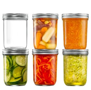 [ 6 pack] 16 oz. wide-mouth glass mason jars with metal airtight lids and bands for 1 pint canning, preserving, & meal prep