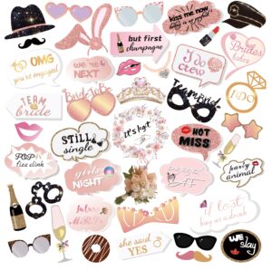 zayvor bachelorette photo booth props with stick and strike a pose sign, rose gold future mrs party decorations, bride to be, bridal shower girls night out selfie props games accessories,43 count