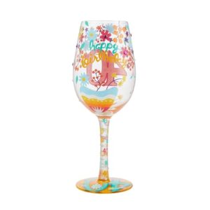 Enesco Designs by Lolita Happy 40th Birthday Hand-Painted Artisan Wine Glass, 1 Count (Pack of 1), Multicolor