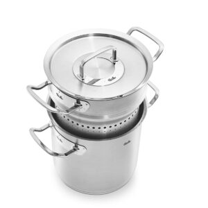 fissler original-profi collection stainless steel 6.3 quart multipot with steamer insert and metal lid