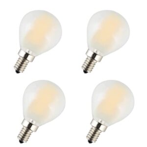 ydjoo e14 g45 led globe filament bulb dimmable 6w led filament light bulb 60w equivalent e14 european base warm white 2700k frosted glass decorative vintage bulb for pendent chandelier, ac110v(4 pack)