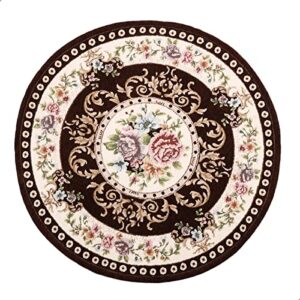 tyrafry 4ft floral round area rug classic non-slip machine washable room mat sustainable kitchen rug traditional area rug for living room, brown