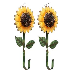 wovorins metal sunflower key holder decorative wall hook for keys towels hats - creative wall mounted keys organizer iron hanging hooks bath home decor (2)