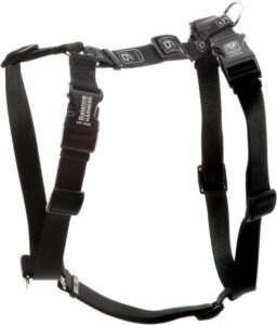 blue-9 buckle-neck balance harness, fully customizable fit no-pull harness, ideal for dog training and obedience, made in the usa, black, medium/large