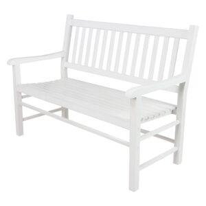 shine company eden outdoor wood garden bench for front porch, entryway, 24.5" d x 48" w x 38.75" h, white