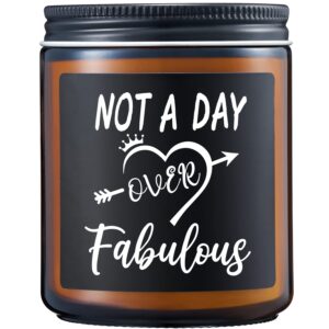 waogift not a day over fabulous lavender scented candles - funny birthday gift ideas for women her,friends, coworkers, her, wife, mom, daughter, sister, aunt - soy funny candle for home scented white