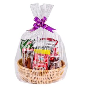 awpeye clear basket bags 20pack large cellophane gift bags for baskets cellophane wrap for gift 2 mil thick (20"x20")