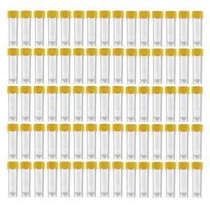 eowpower 80 pieces 5 ml flat bottom plastic graduated sample vial tube with screw caps, small sample bottles with lid