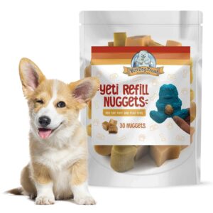 yeti refill nuggets for puff and play dog toys - natural himalayan yak cheese treats, promotes dental health, suitable for all dogs, ideal for interactive chew toys and dispensers, 30 pieces, 14 oz