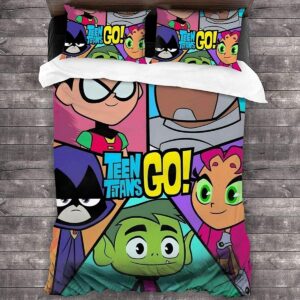 akiyobe titans duvet cover 3d bedding comforter cover for kids teen girls room decor 3 pcs (1 duvet cover +2 pillowcases) soft microfiber bedding set (03,full (203 * 228cm + 50 * 70cm))