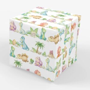 stesha party dinosaur baby shower or birthday gift wrapping paper - folded flat 30 x 20 inch (3 sheets)