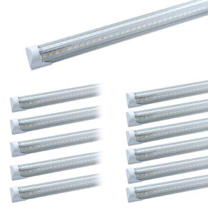 mkujoo 12 pack 4ft 40w led shop light, v shape integrated t8 led tube light, 6000k super bright white,high output linkable with plug for garage, workshop,basement,warehouse