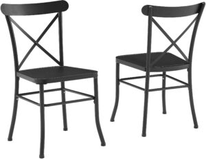 crosley furniture astrid 2-piece indoor outdoor chair set, dining chairs for kitchen, patio, porch, deck, matte black