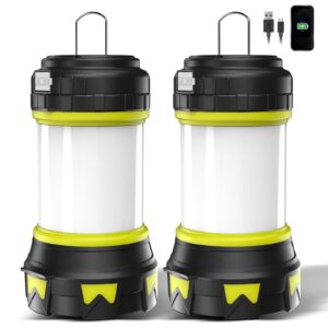 bochaos rechargeable flashlights camping lantern, 6 modes led bright flashlight 3000mah battery, ipx4 waterproof, emergency flashlight lantern for outdoor， hurricane, usb cable included-2 pack