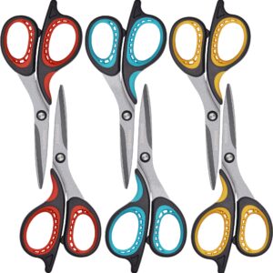 slemoon 8" teflon non stick titanium scissors all purpose heavy duty, scissors for office desk craft scissors for kids,kitchen scissors for food 6 pack set professional stainless steel comfort grip