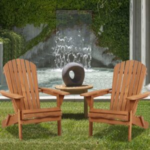 pikaqtop folding adirondack chair set of 2, wooden accent furniture with arms, solid wooden weather resistant patio chairs lounger chair lawn chair for deck, backyard, garden, patio