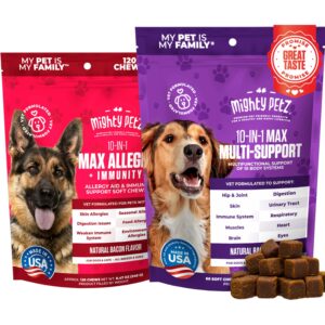 mighty petz max dog allergy relief + mighty petz max dog multivitamin bundle