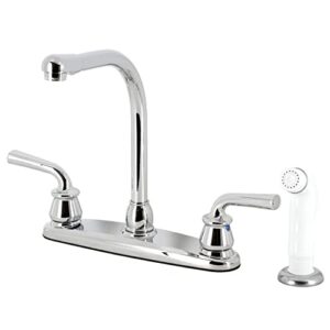 kingston brass kb711rxl restoration 8-inch centerset kitchen faucet with white sprayer, polished chrome