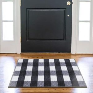 ottomanson ottohome collection non-slip rubberback checkered buffalo plaid design 2x3 indoor area rug/entryway mat, 2'3" x 3', black/white