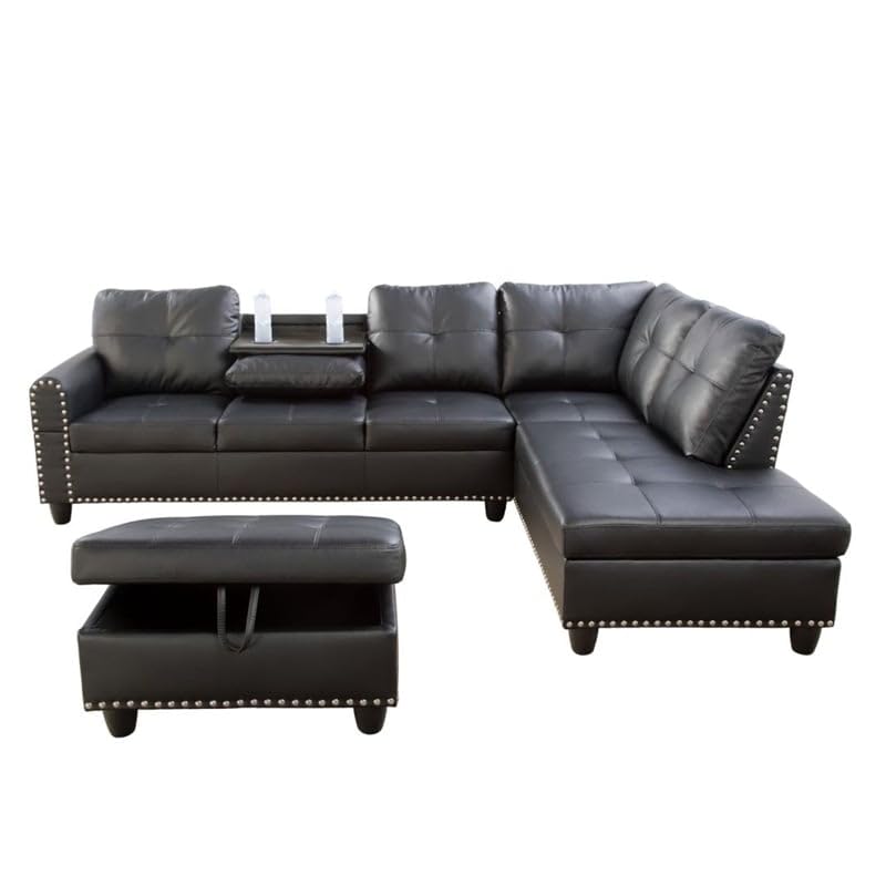 Beverly Fine Furniture Sectional Sofas, Black