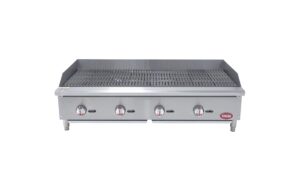 kratos 48" commercial gas charbroiler - countertop 4-burner stainless steel grill, 140,000 btu output (29y-003)