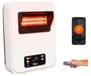 dr. infrared heater ecoheat wall hung or wall mounted electric space heater, dual system with infrared and fan forced, remote control, 1500w, white