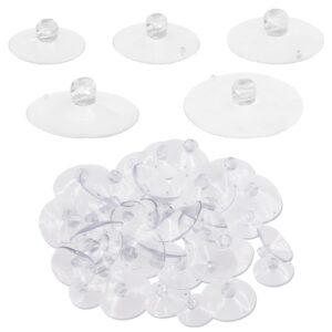 swpeet 80 packs 5 sizes 1" 6/5" 7/5" 8/5" 9/5" transparent suction cups assortment kit, rubber anti-collision shower connectors sucker pad hanger pads without hooks