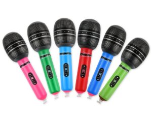 ds. distinctive style inflatable microphones 6 pieces 10-inch blow up microphones 80s 90s party favors performace photo props random colors