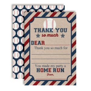 rookie of the year baseball birthday thank you notes, ten 4" x 5.5" fill in the blank cards with 10 white envelopes by amandacreation