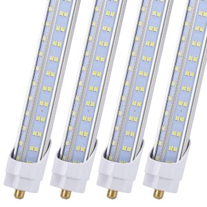 ftubet 10pcs, 8ft led bulbs, 5000k 144w 18800lm 8ft led shop light bulbs, fa8 single pin base v shaped clear cover 8 foot led bulbs, t8 t10 t12 led tube lights replacement