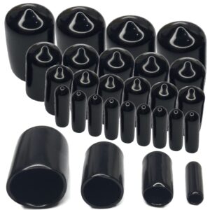 40pcs round rubber end caps 1/8" 1/4" 3/8" 1/2" black vinyl cover bolt screw thread protectors assortment kit