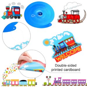 51 Pieces Train Birthday Party Supplies Decorations Transportation Hanging Swirls Steam Train Ceiling Decor for Railroad Traffic Sign Party I'm Two Party Baby Shower Favors Supplies