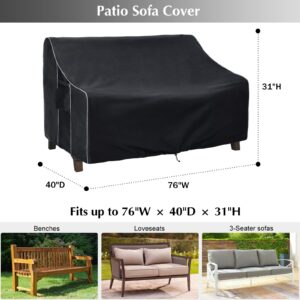 Outdoor Furniture Covers Waterproof, 2-Seater Patio Loveseat Sofa Covers Fits up to 76 x 40 x 31 inches, Black