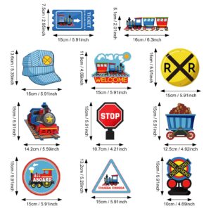 51 Pieces Train Birthday Party Supplies Decorations Transportation Hanging Swirls Steam Train Ceiling Decor for Railroad Traffic Sign Party I'm Two Party Baby Shower Favors Supplies