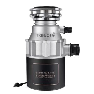 trifecte garbage disposals with power cord, coutinuous feed food waste disposal with sound reduction (em 200)