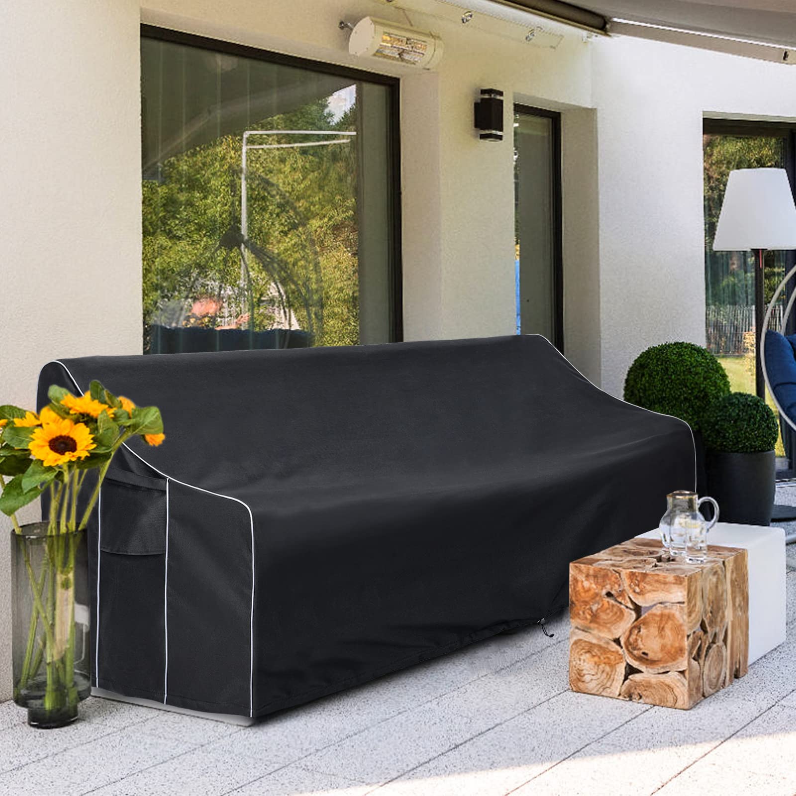 Outdoor Furniture Covers Waterproof, 2-Seater Patio Loveseat Sofa Covers Fits up to 76 x 40 x 31 inches, Black