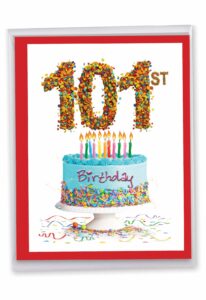 nobleworks - jumbo 101th milestone birthday paper card 8.5 x 11 inch with envelope (1 pack) oversize jumbo big day 101 j2764mbg