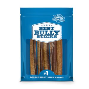 best bully sticks 6 inch all-natural bully sticks for dogs - 6” easily digestible, 100% grass-fed beef, grain and rawhide free | 5 pack trial size