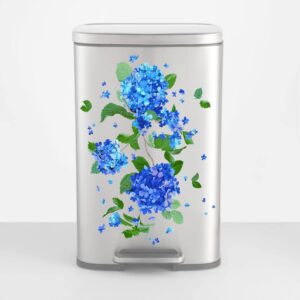 blue hydrangea blooms large trash can decal (for 8 gallon trash cans and larger)