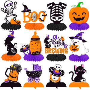 halloween baby shower honeycomb centerpieces 14pcs a baby is brewing baby shower decorations halloween ghost pumpkin table centerpieces for gender reveal party supplies